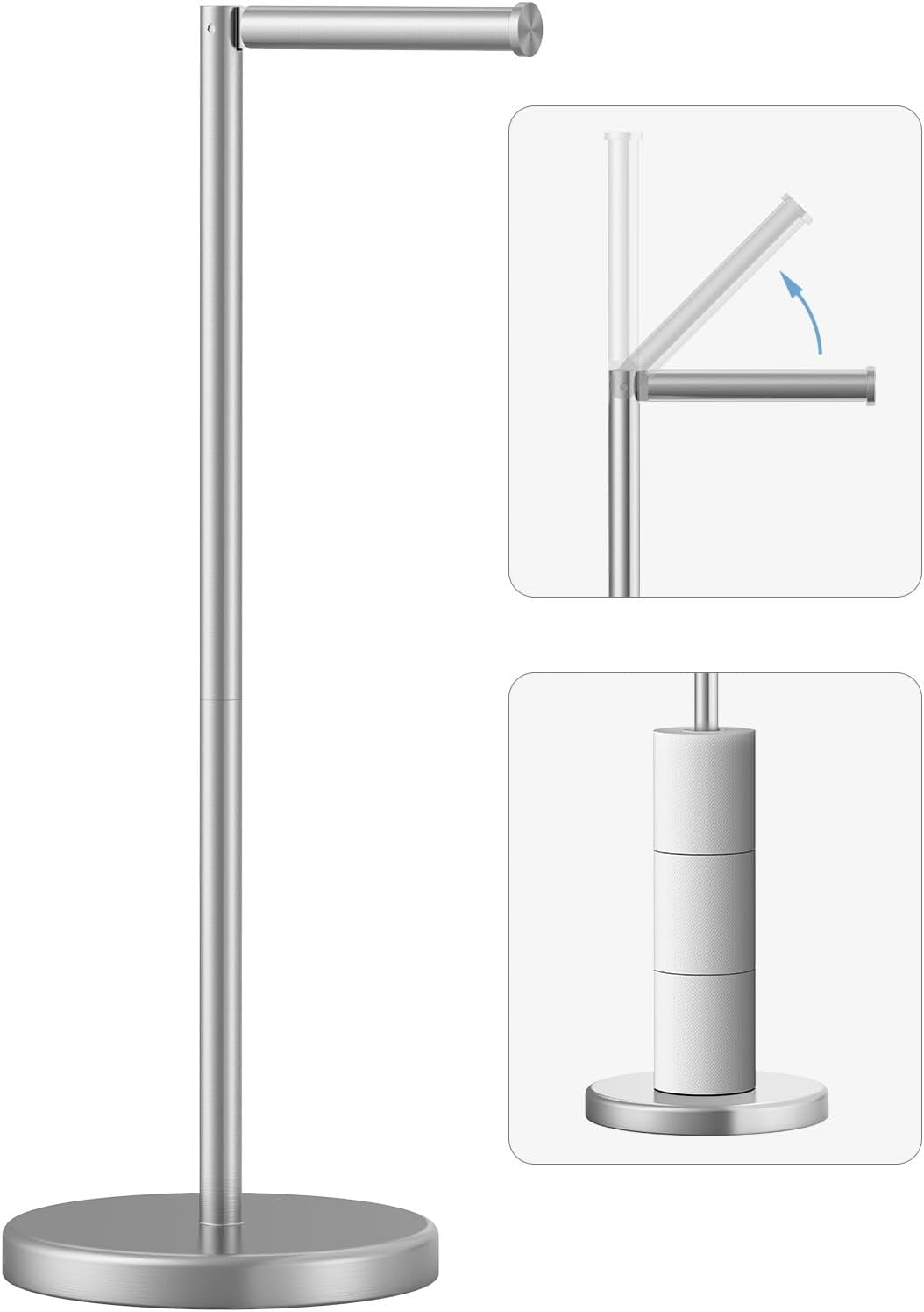 Chrome Toilet Paper Holder Stand Freestanding Tissue Roll Holder for ...