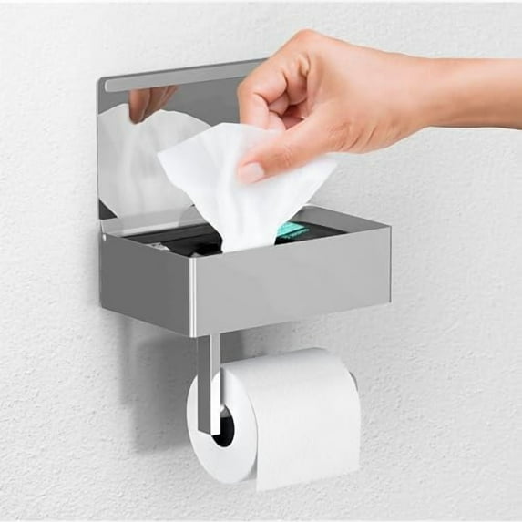 Chrome Toilet Paper Holder with Shelf - Wipe Holder for Bathroom ...