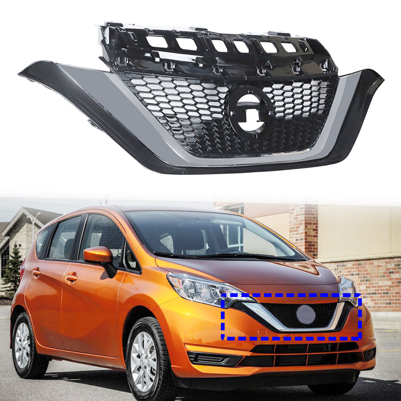 Chrome Trim Front Grille Grill Fit for Nissan Versa Note 2017-2019 ...
