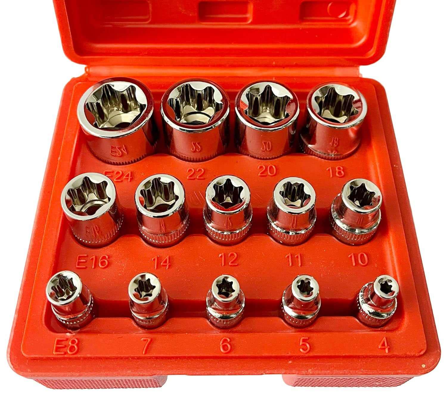 Chrome Vanadium Steel 14-Piece E-Torx | Premium Female Socket Set ...