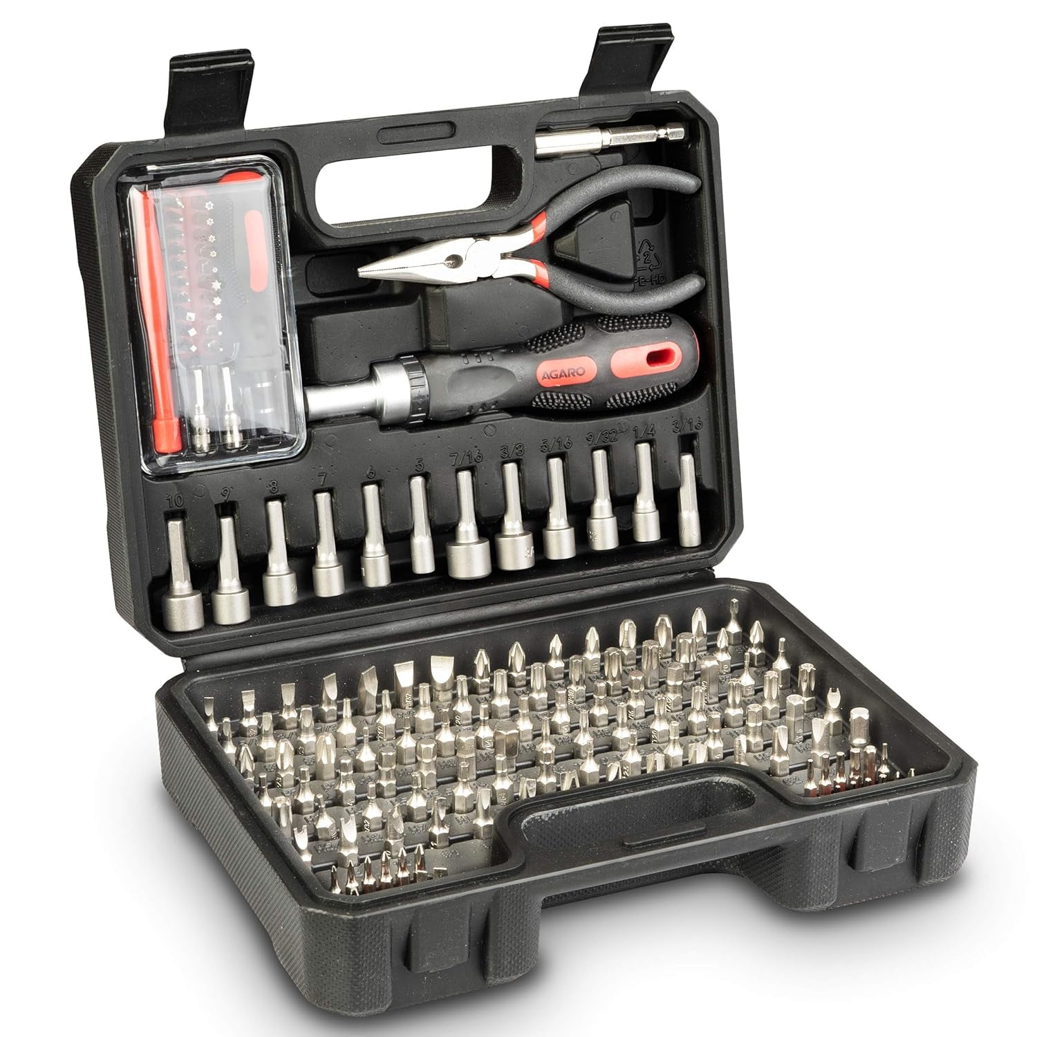 Chrome Vanadium Steel Screwdriver & Bit Set With Carry Box - 151 Pieces - Black | Chrome ...