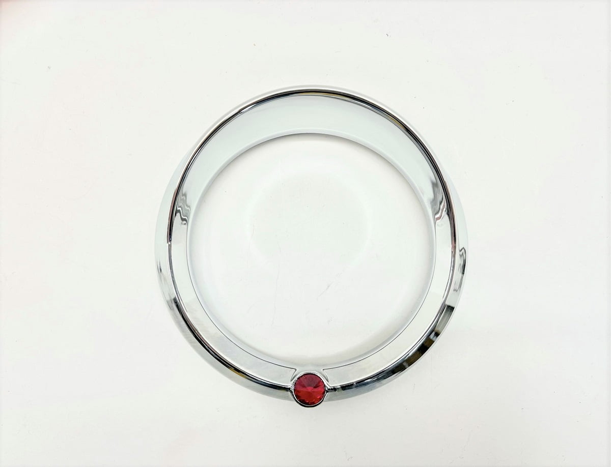 Chrome Visor Bezel W/Red Crystal For 2006+ Peterbilt 379, 389, 388, 387 ...