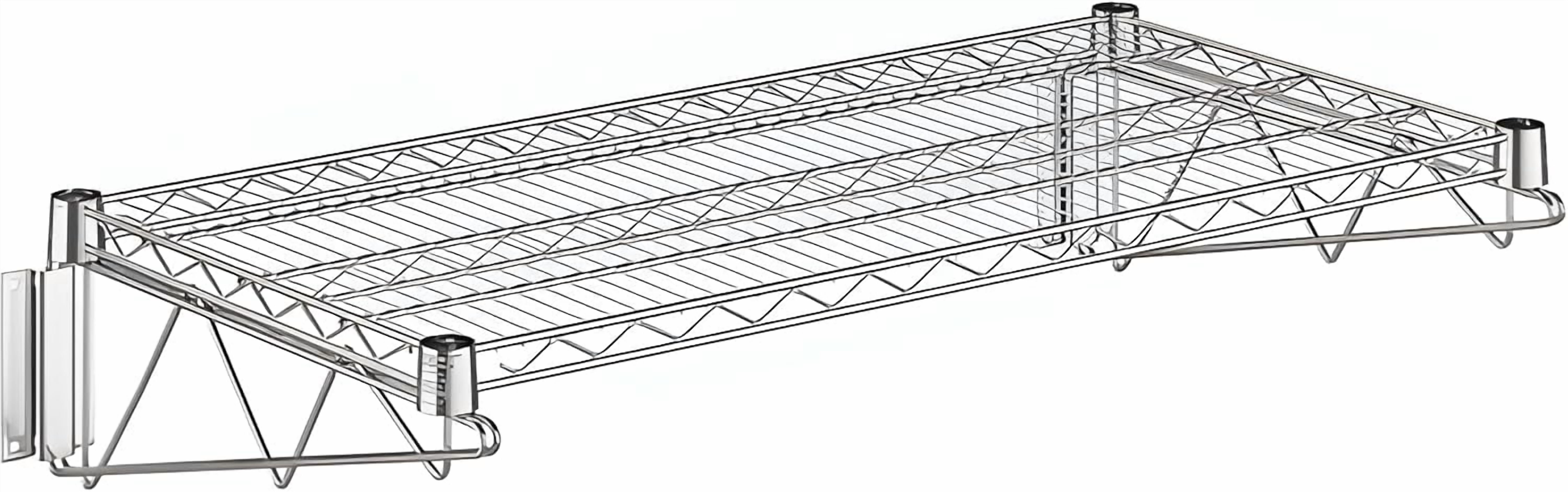 Chrome Wall Mount Floating Shelf 18" x 36" 360 lb, NSF, Wire Wall Mount ...