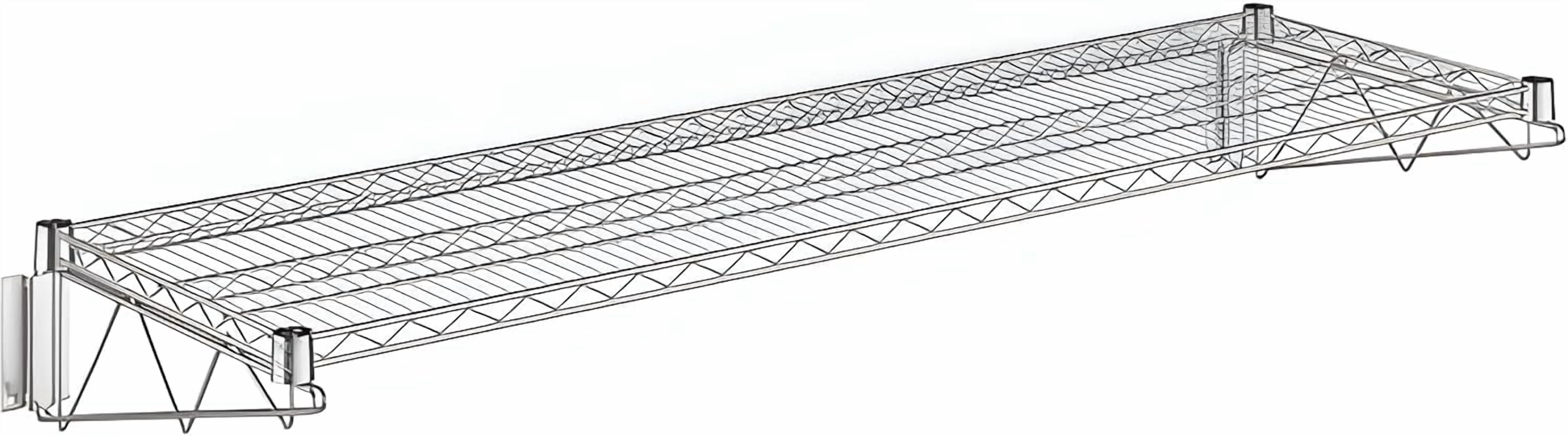 Chrome Wall Mount Floating Shelf 18" x 60" 360 lb, NSF, Wire Wall Mount ...