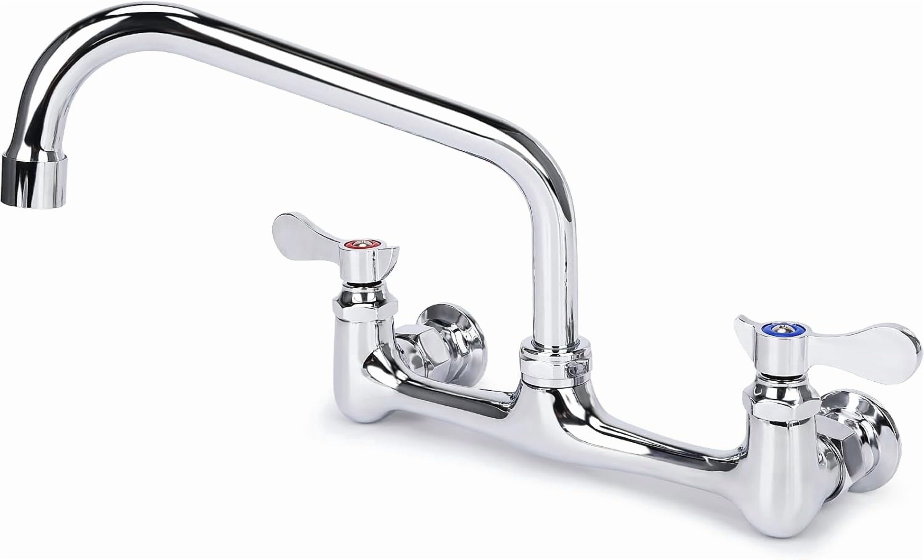 Chrome | Wall Mount Kitchen Tap 8" Center Commercial Sink Tap w/ 8 ...