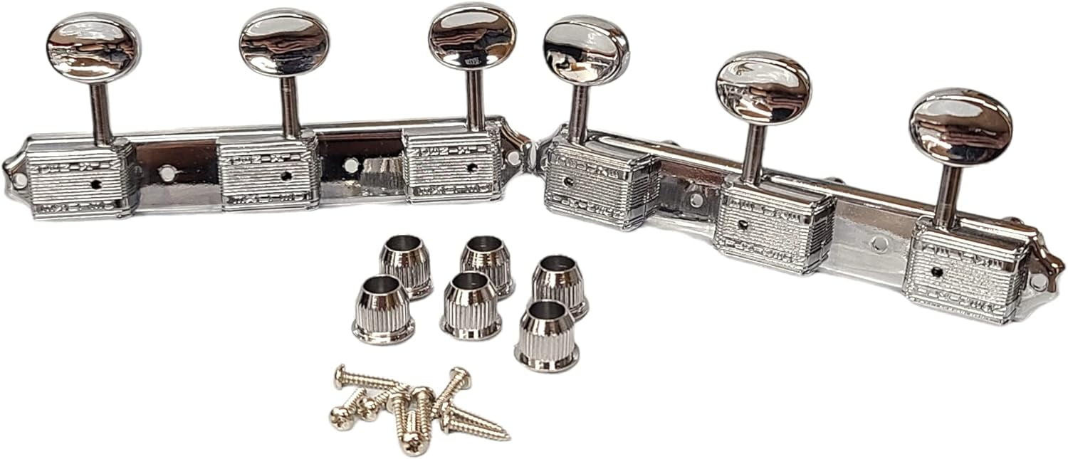 Chrome Wilkinson Vintage Style 3+3 Strip Tuner Guitar Keys Lap Steel ...