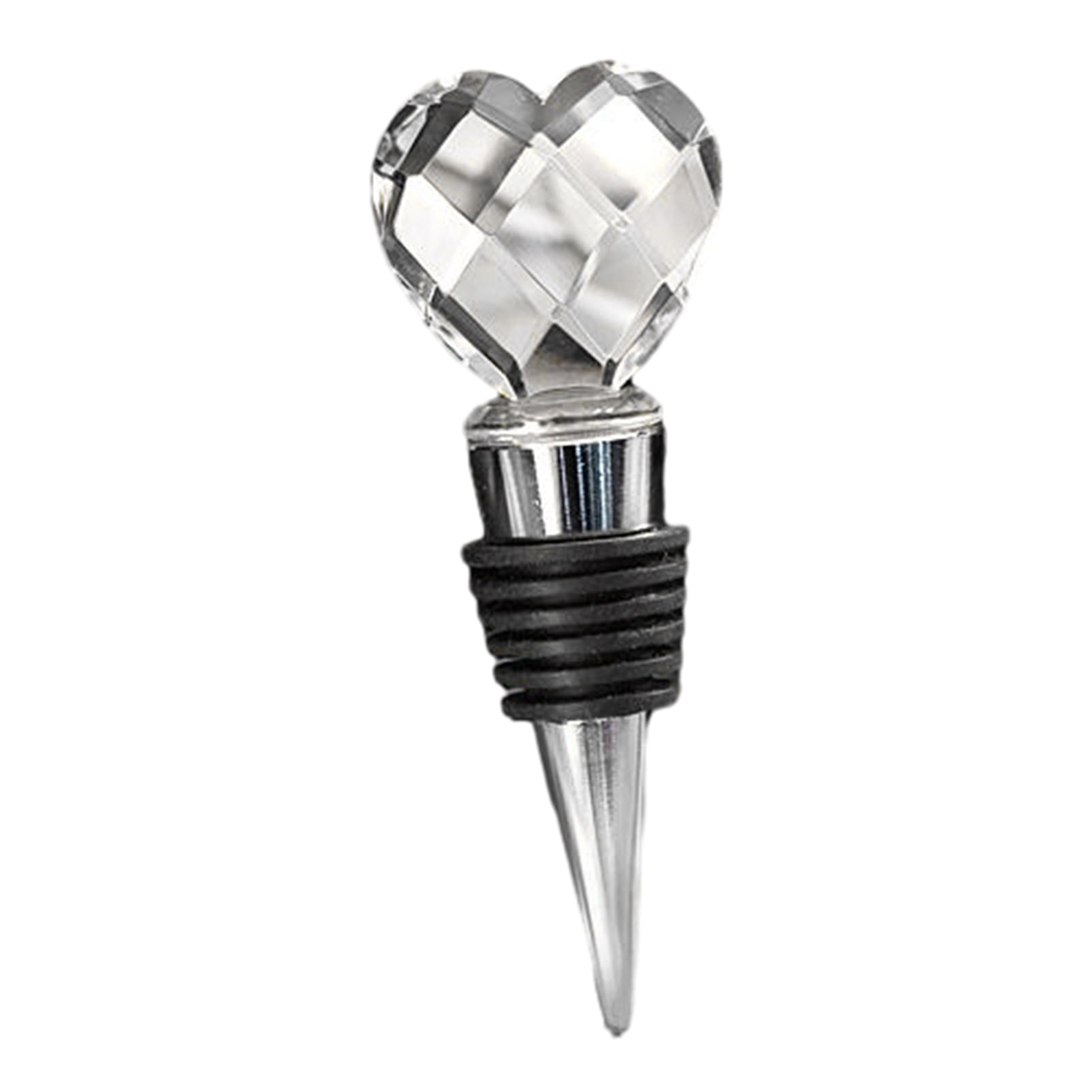Chrome Wine Bottle Stopper Crystal Heart Shape Wedding Favor Drink ...