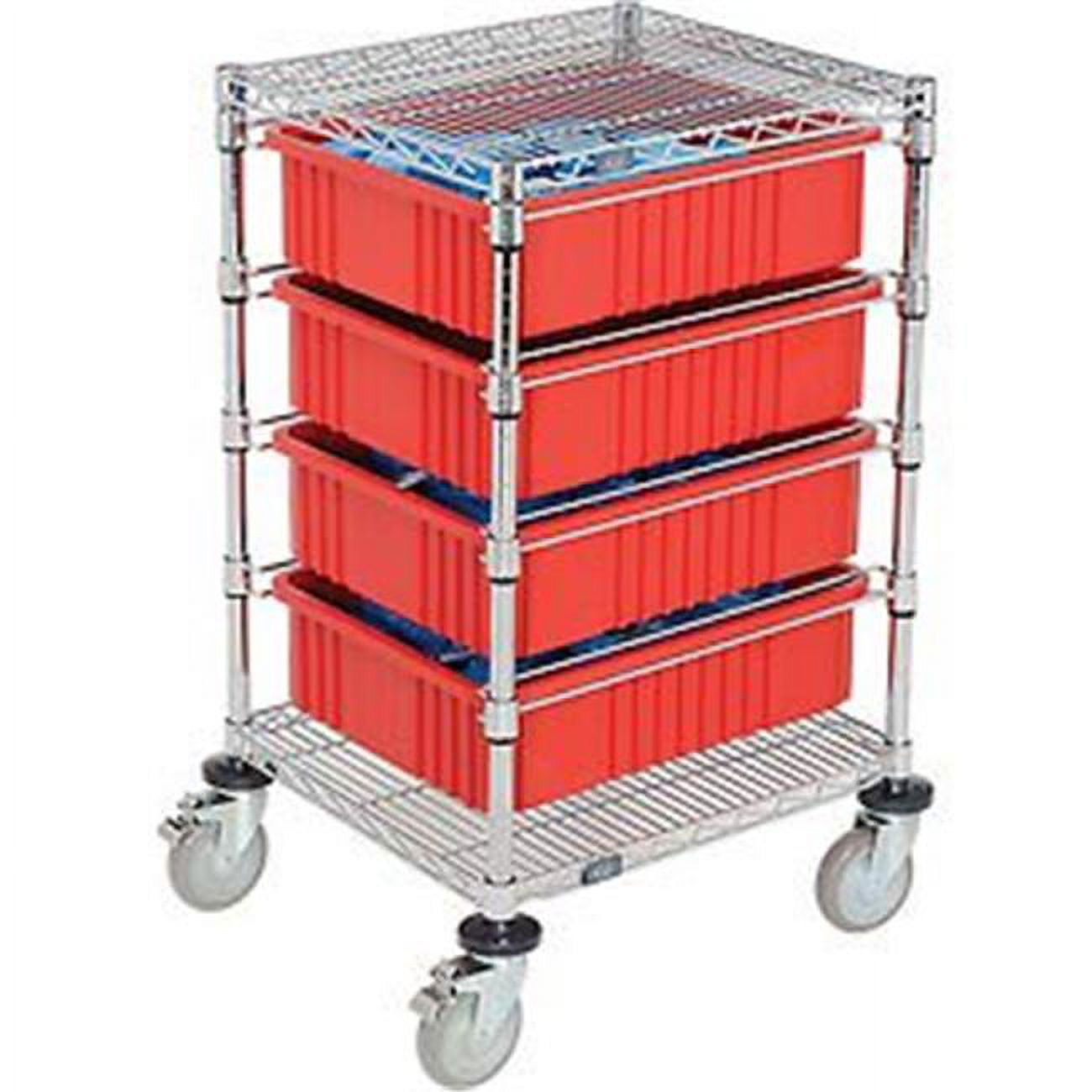 Chrome Wire Cart with 4 Grid Containers - Red - Walmart.com