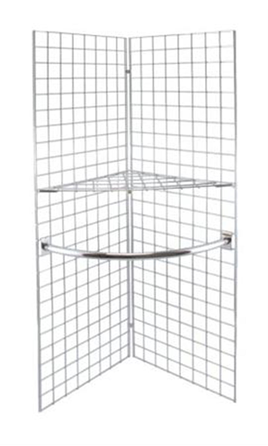 SSWBasics Chrome Wire Grid V Unit Display with Shelf & Hangrail- Chrome ...