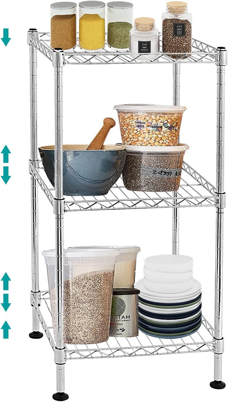 Chrome Wire Rack Shelving Unit: 3 Tier Adjustable Wire Shelf, NSF ...