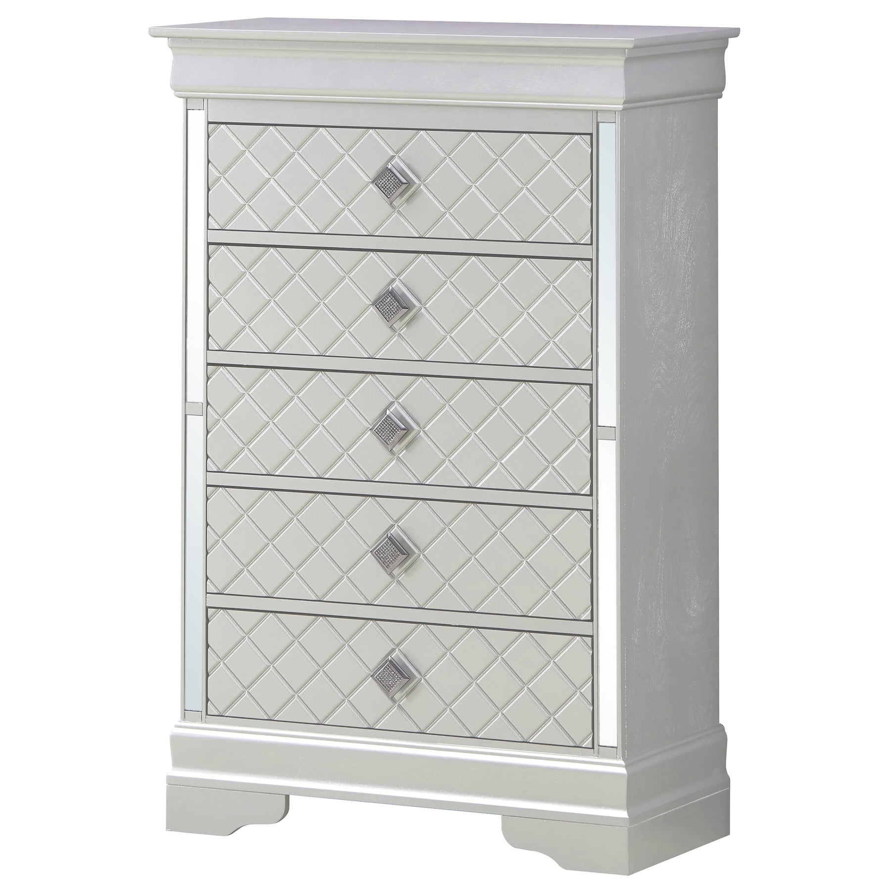 Chrome and faux crystal accents, embossed drawers | In study rooms ...