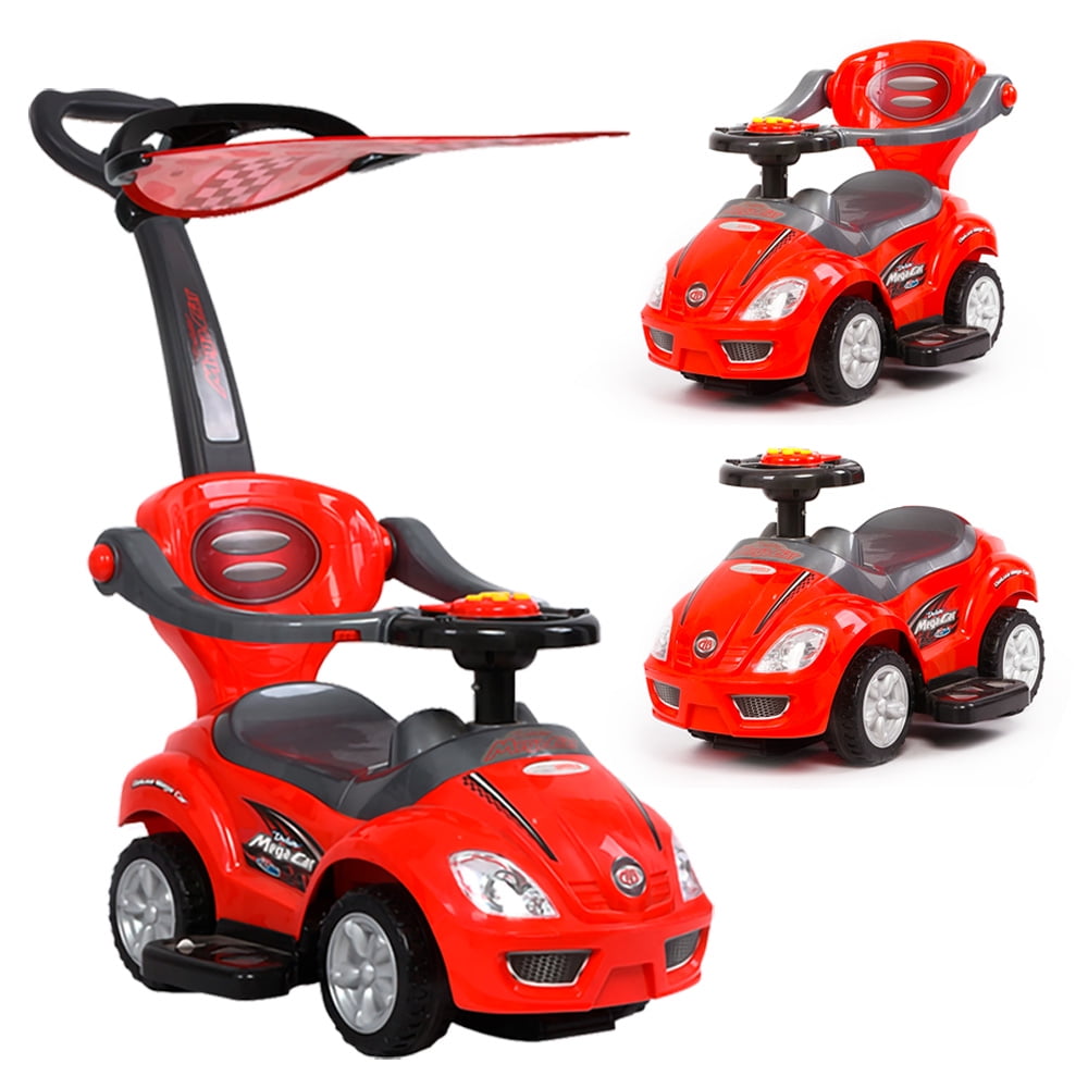 ChromeWheels 3 in 1 Kids Ride On Car with Removable Sun Visor, Musical ...