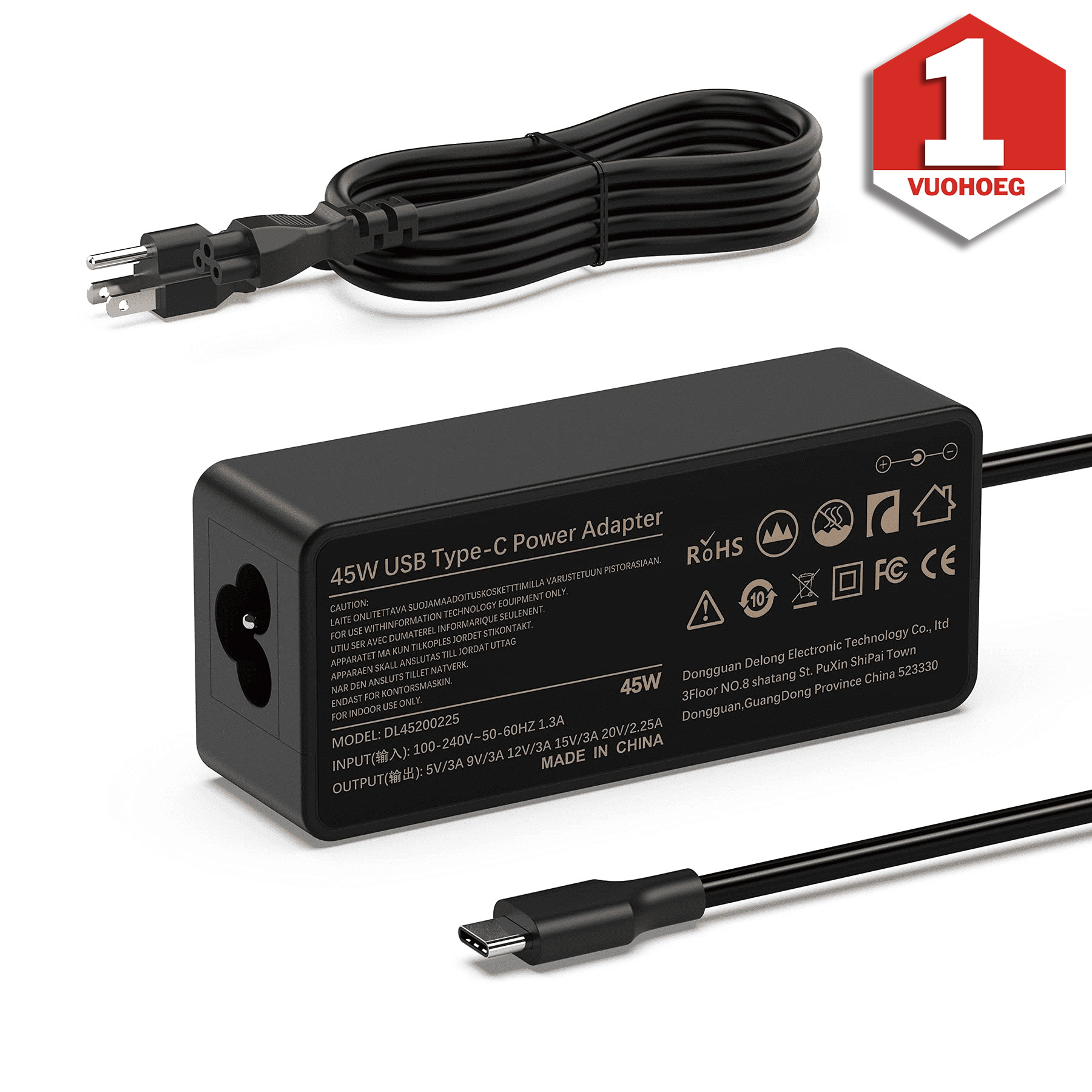 Lenovo USB-C 45W AC Adapter (UL) - 45 W Output - 5 V DC Output Voltage ...