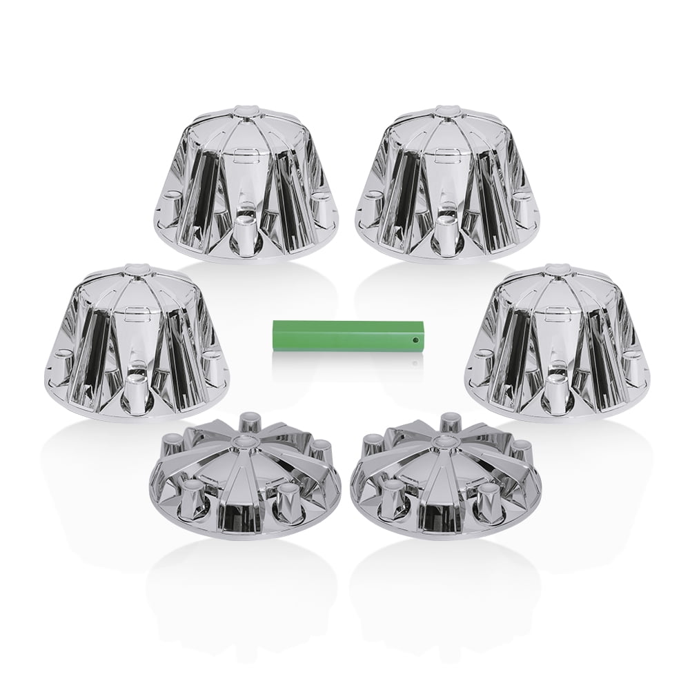 Chromed ABS 33mm Screw on Axle Cover Combo Kit Hub Caps and Lug Nut ...
