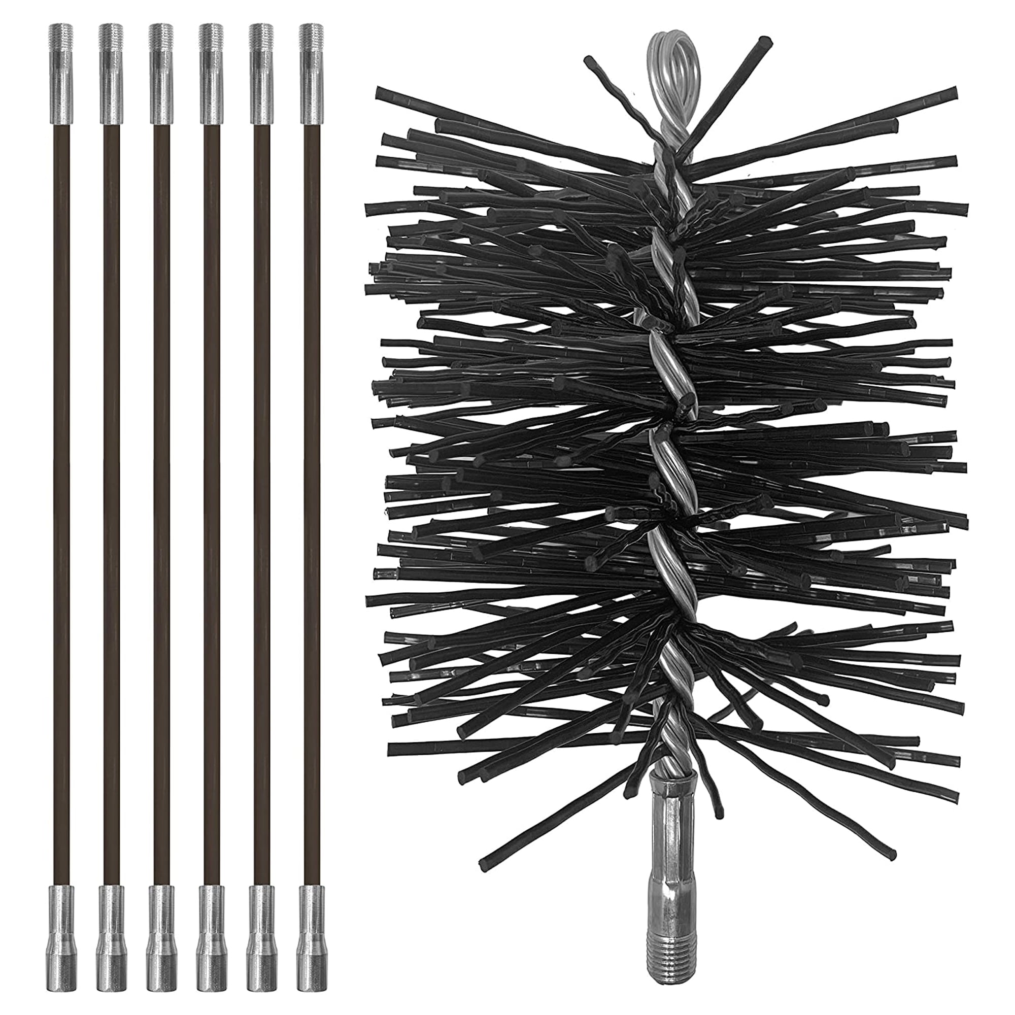 Chromex Chimney Cleaning Set - 6 Piece - 18 Foot Fiberglass Chimney Rod ...