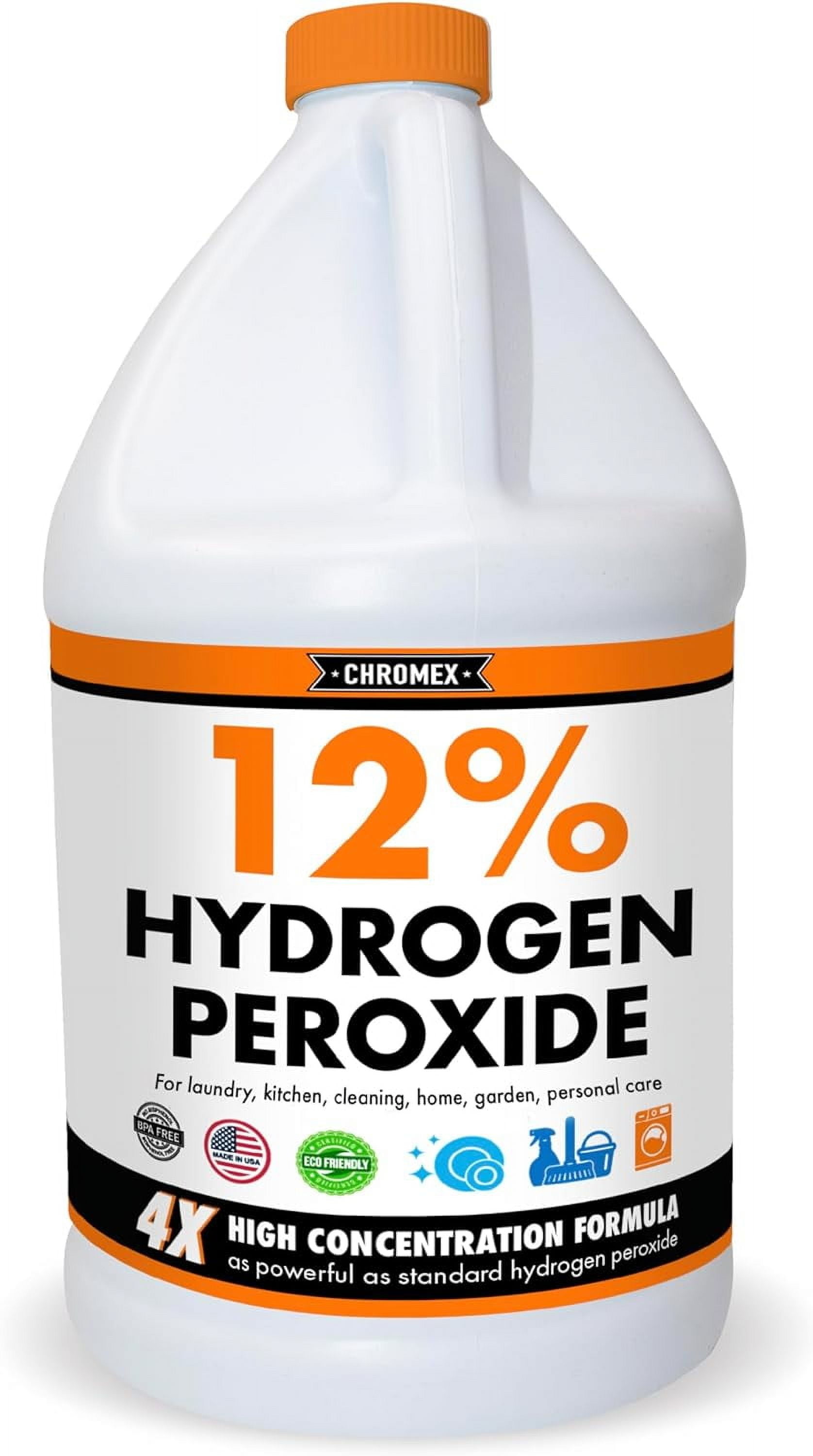 Chromex Hydrogen Peroxide 12 Percent Food Grade, 4X Power Concentrated ...
