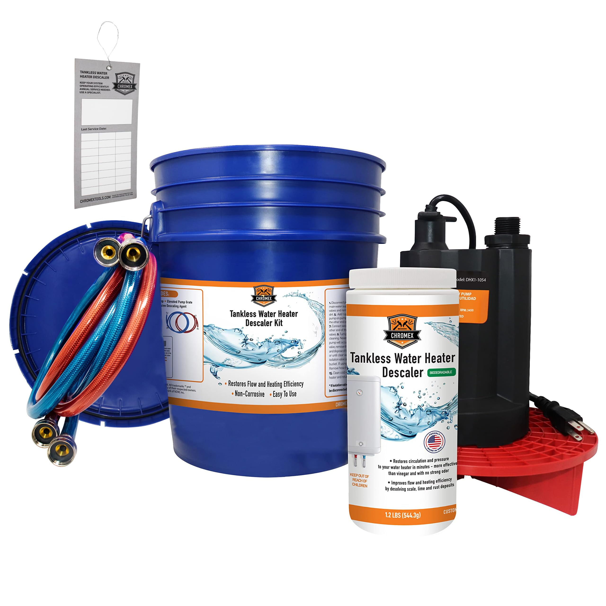Chromex Tankless Water Heater Descaler Kit with Biodegradable Descaler ...