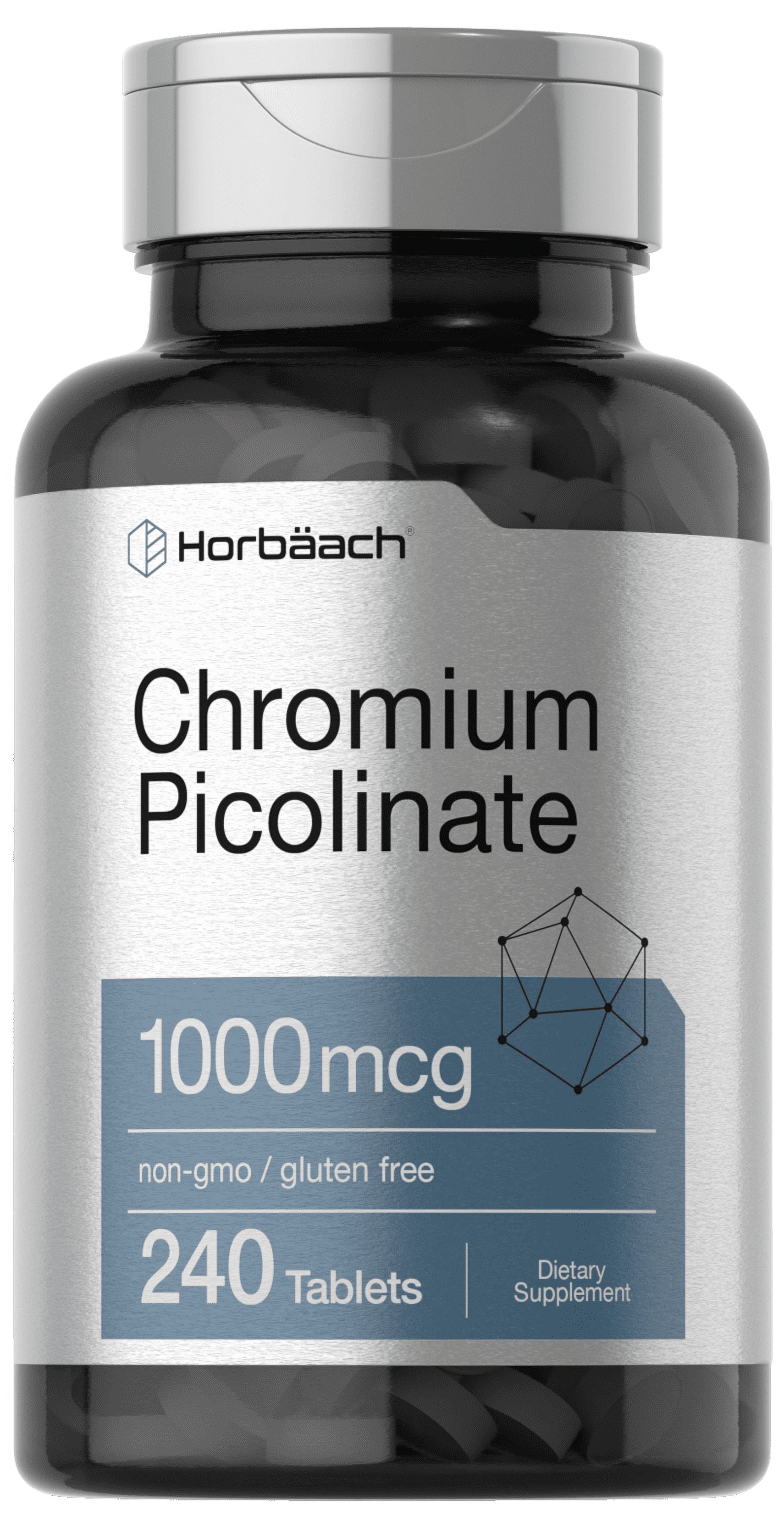Horbaach Chromium Picolinate 1000mcg, 240 Vegetarian Tablets Supplement ...