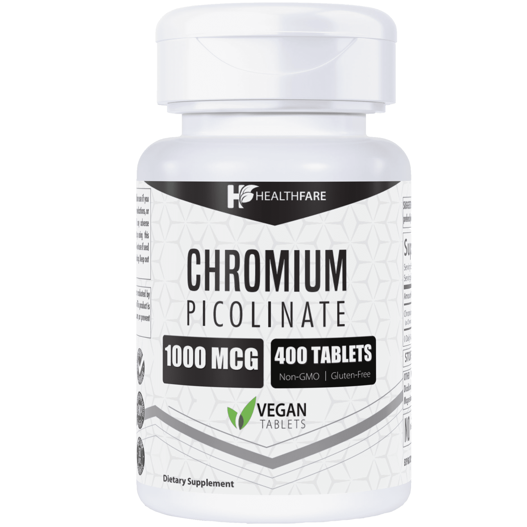 HealthFare Chromium Picolinate | 400 Tablets, 1000mcg, Gluten-Free, Non ...