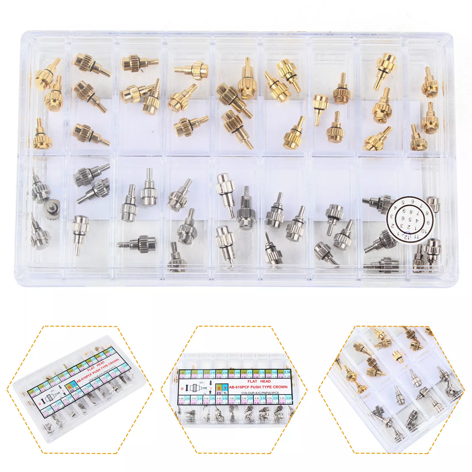 Chronograph Button Drive In Watch Pusher Flat Head Push Type Crown ...