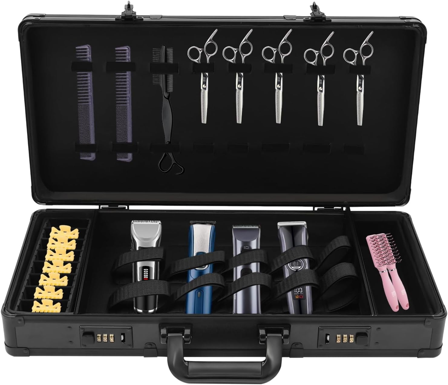 ChronosGear Barber Accessories Case with Code Lock, Black Processional ...