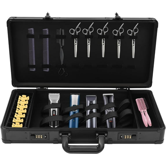 ChronosGear Barber Accessories Case with Code Lock, Black Processional ...