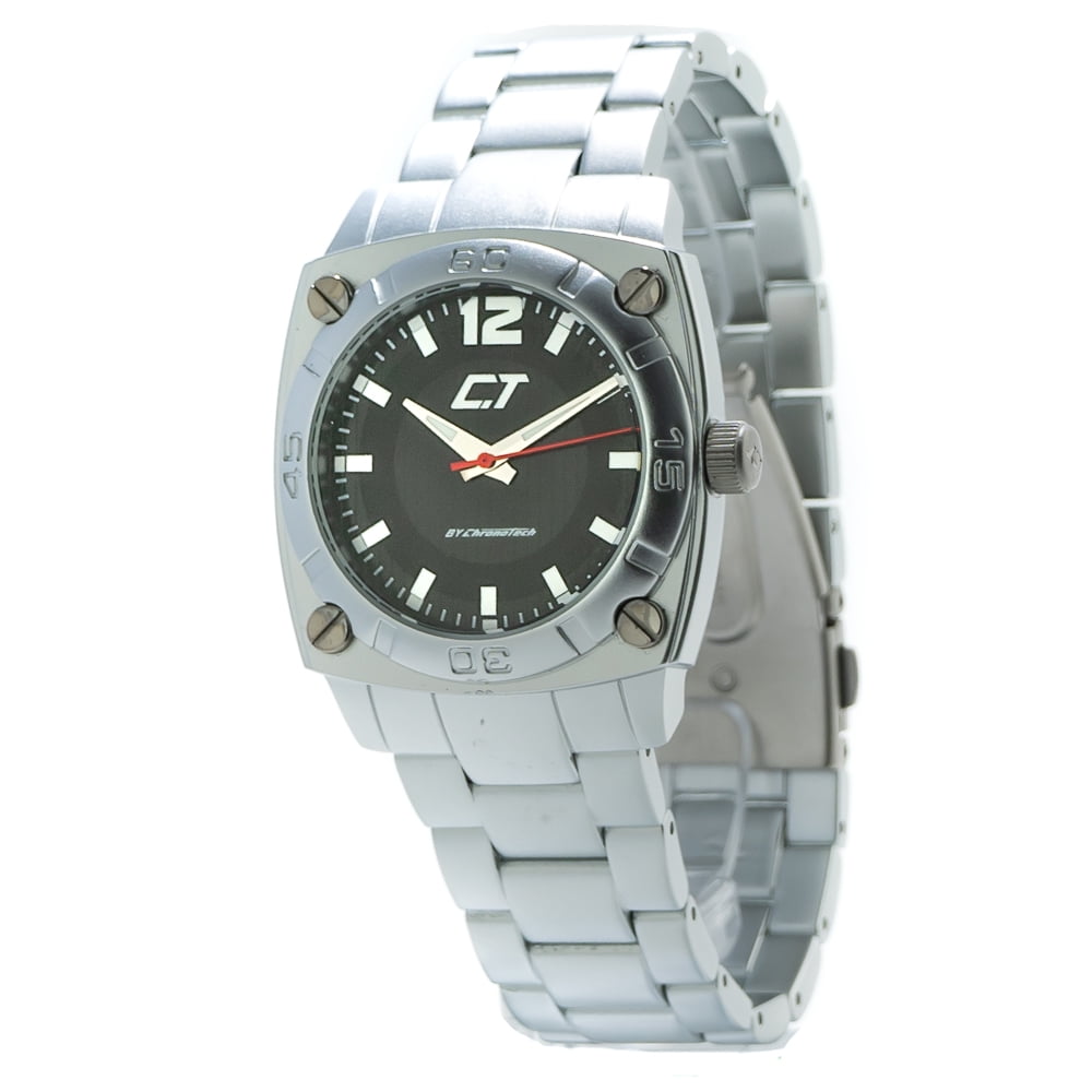 WATCH CHRONOTECH ALUMINIUM BLACK SILVER MEN CC7079M 02M - Walmart.com