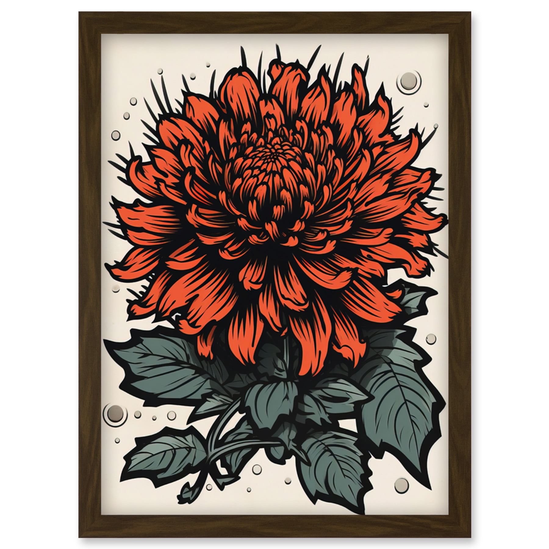 Chrysanthemum Bloom Old School Tattoo Ink Body Art Rockabilly Americana ...