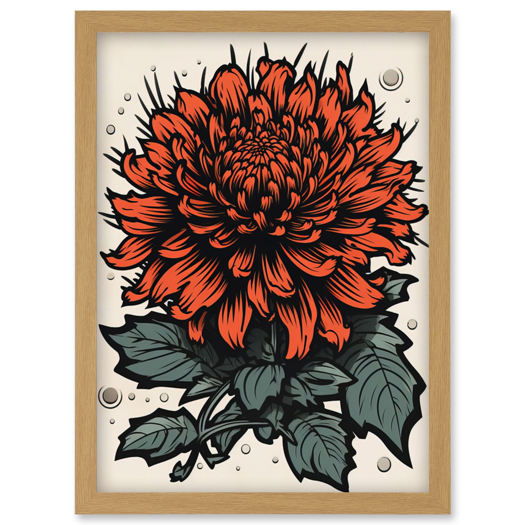 Chrysanthemum Bloom Old School Tattoo Ink Body Art Rockabilly Americana ...