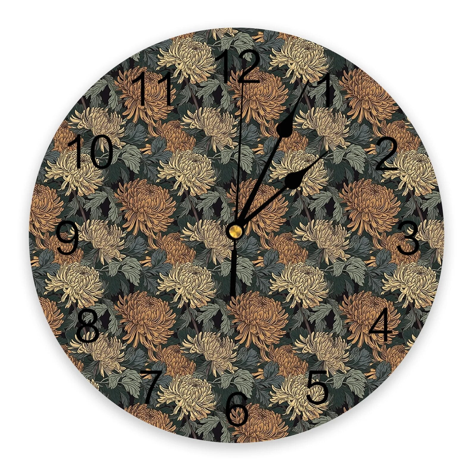 Chrysanthemum Dahlia Flower Wall Clock Large Modern Kitchen Dinning ...