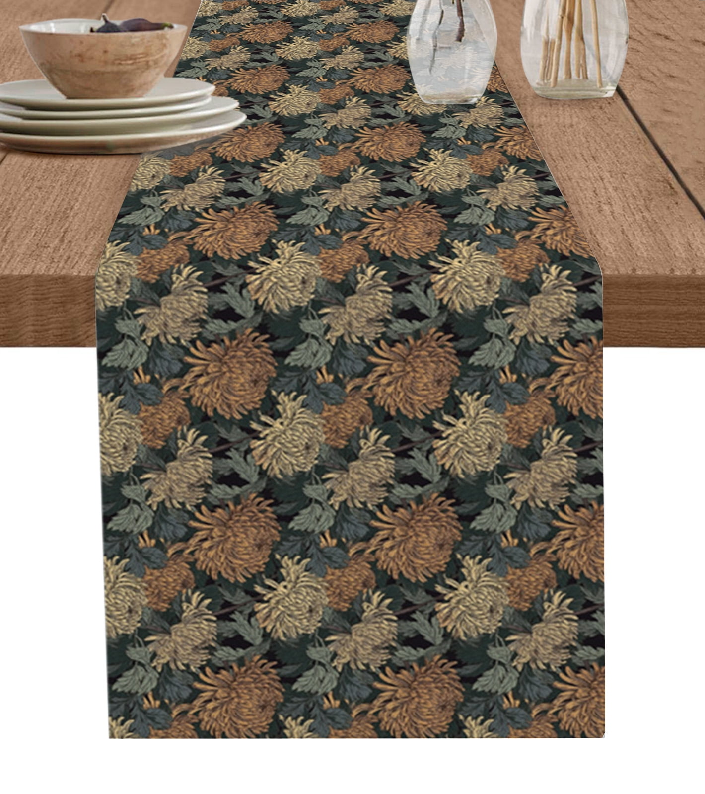 Chrysanthemum Dahlia Overlay Flowers Table Runner ration Home r Dinner ...