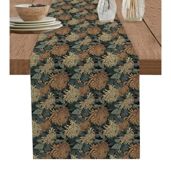 Chrysanthemum Dahlia Overlay Flowers Table Runner ration Home r Dinner ...