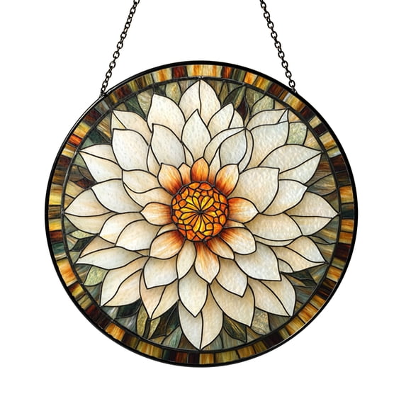 Chrysanthemum Floral Stained Glass Suncatcher Window Decor, Botanical ...
