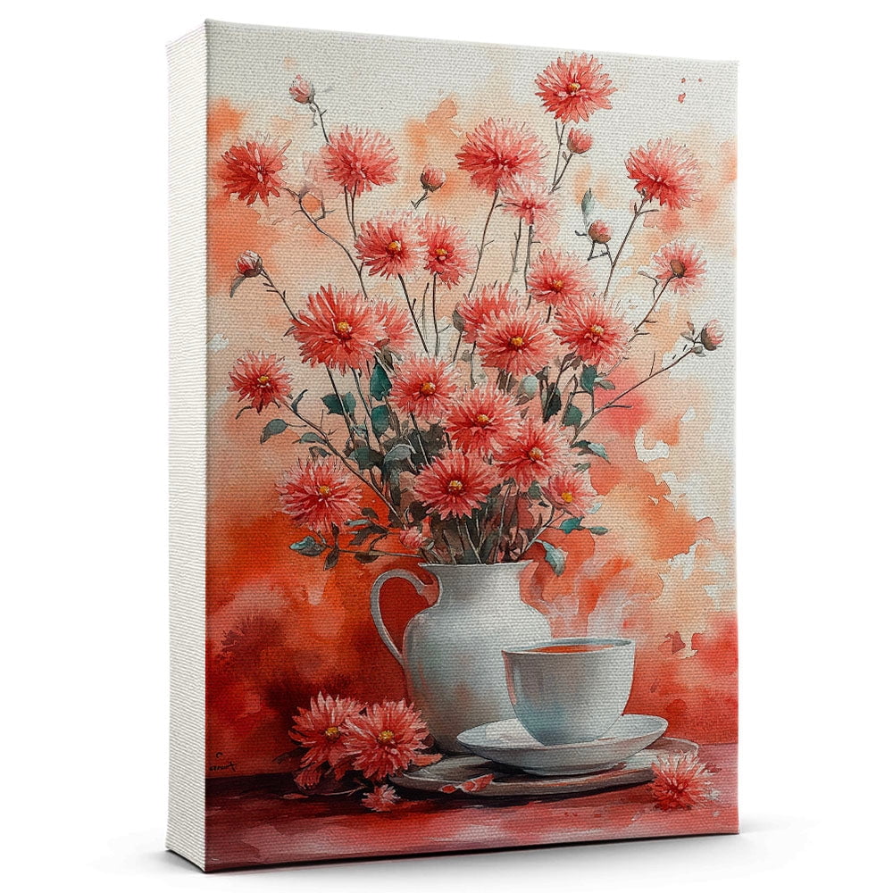 Chrysanthemum Flower Canvas Wall Art 8x12 inches - Muted Farmhouse ...