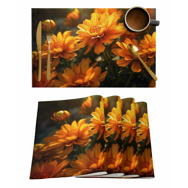 Chrysanthemum Flower Table Mat Holiday Kitchen Dining Table Decor ...