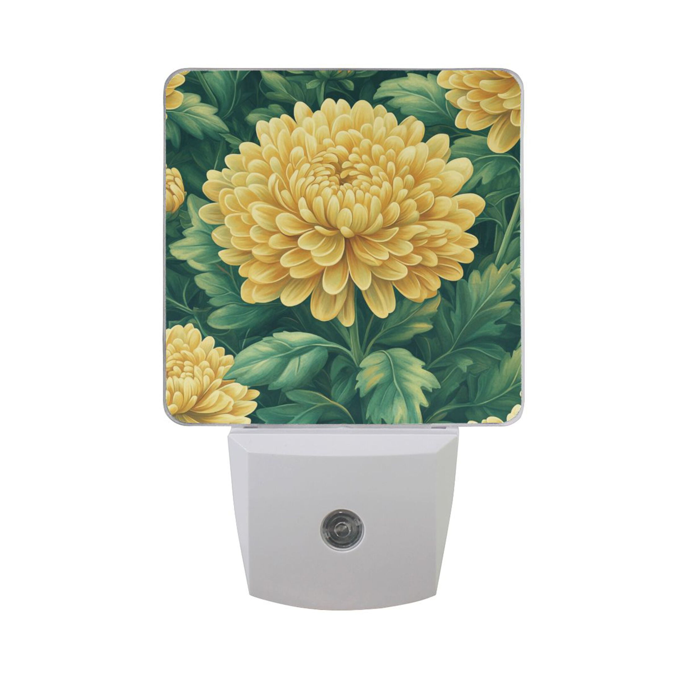 Chrysanthemum Flowers Green Leaves LED Night Light with Smart Sensor ...