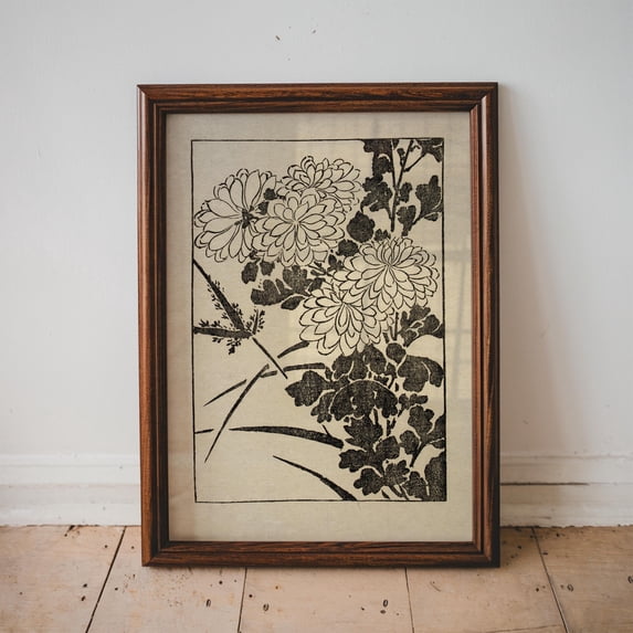 Chrysanthemum Graphic Art Print Floral Wall Art Illustration Simple ...