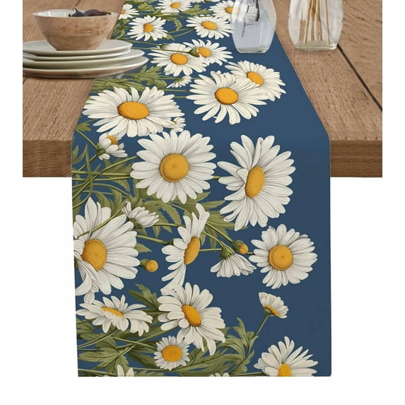 Chrysanthemum Hand Drawn Retro Table Runner Wedding r Table Runner Home ...