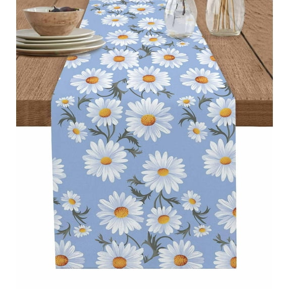 Chrysanthemum Hand Drawn Table Runner for Dining Table Kitchen r ...