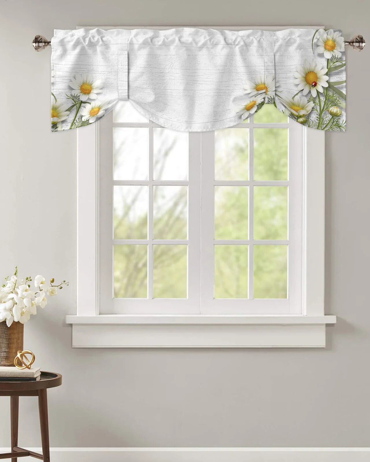 Chrysanthemum Ladybug Wood Grain Window Curtain Bedroom Roman Curtain ...