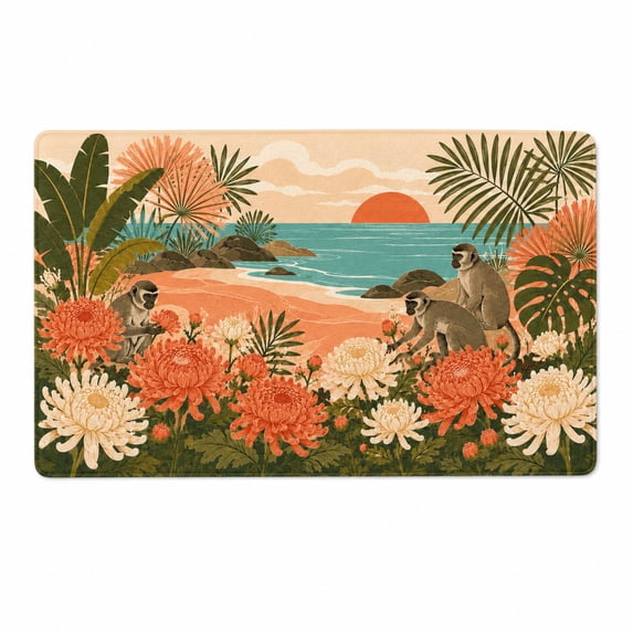 Chrysanthemum Monkey Rectangle Rug for Sunroom Tropical Spring ...