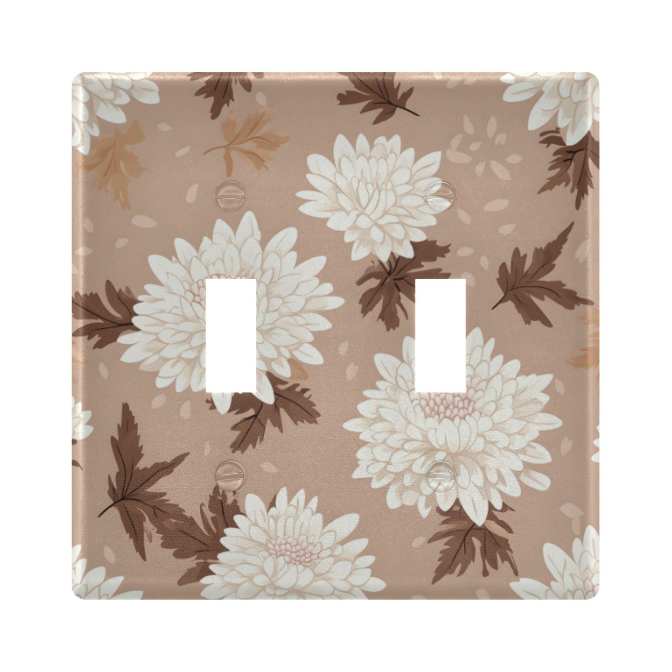 Chrysanthemum Pattern on Beige Background Light Switch Cover Decorative ...
