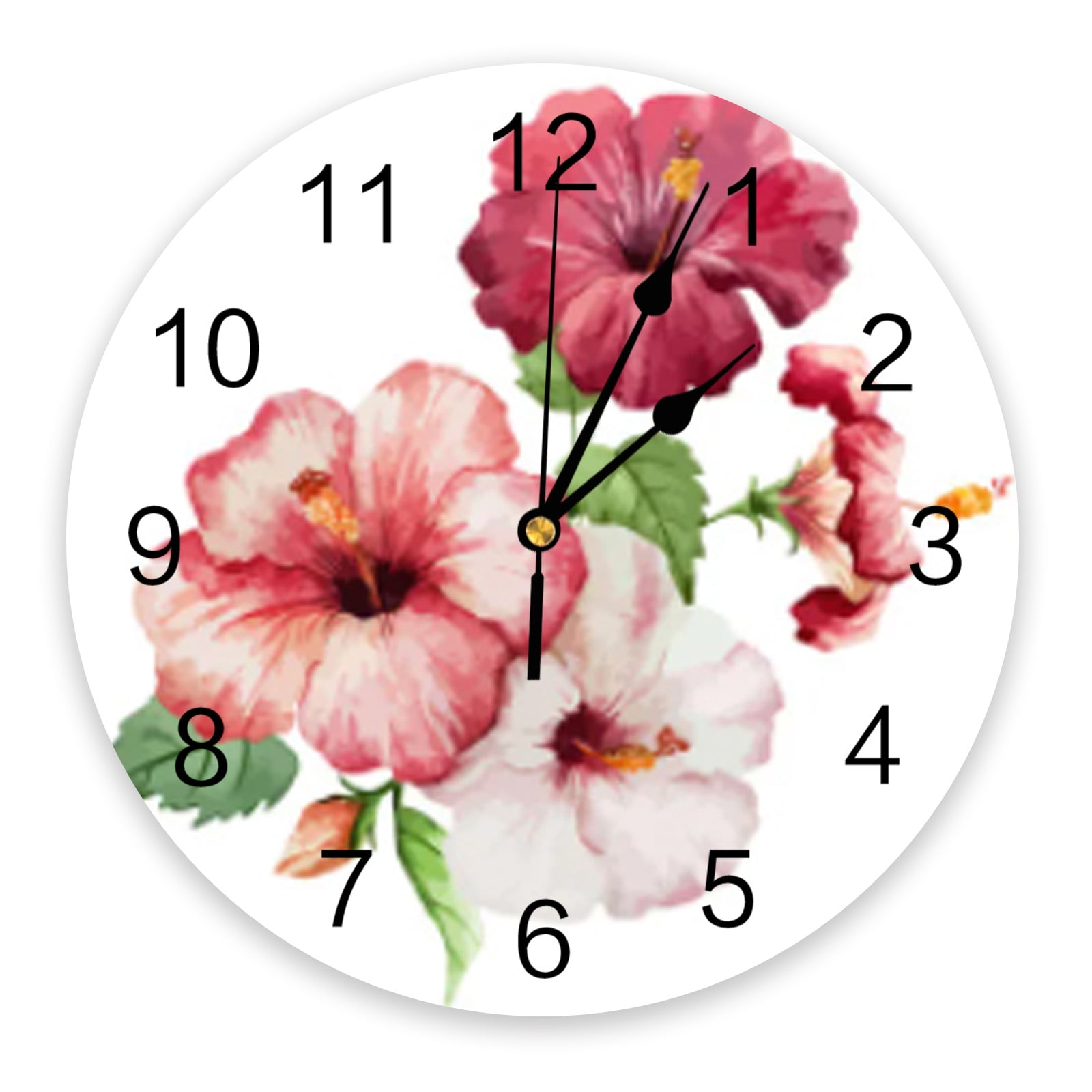 Chrysanthemum Plant Flower Green PVC Digital Wall Clock Modern Design ...