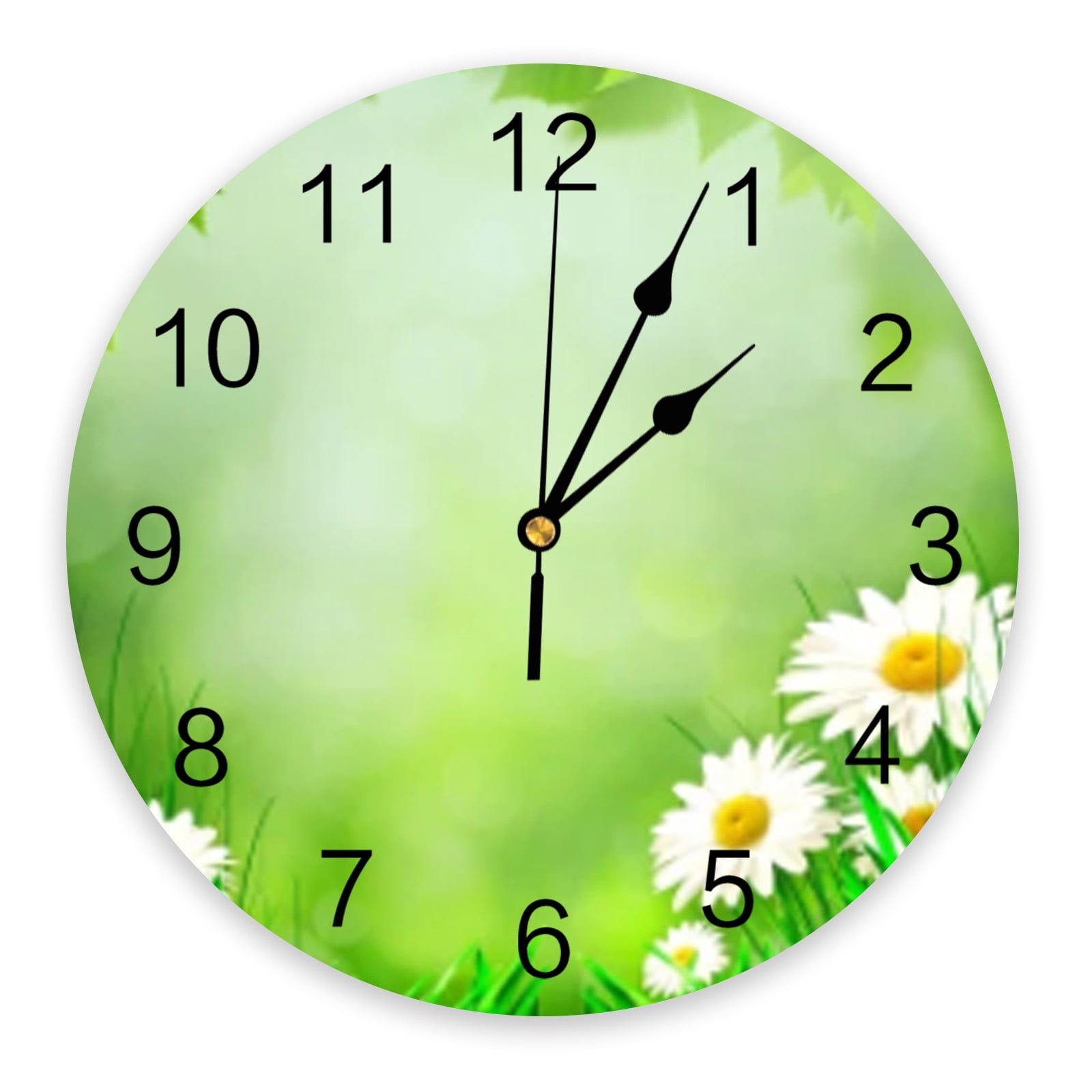 Chrysanthemum Plant Flower Green PVC Digital Wall Clock Modern Design ...