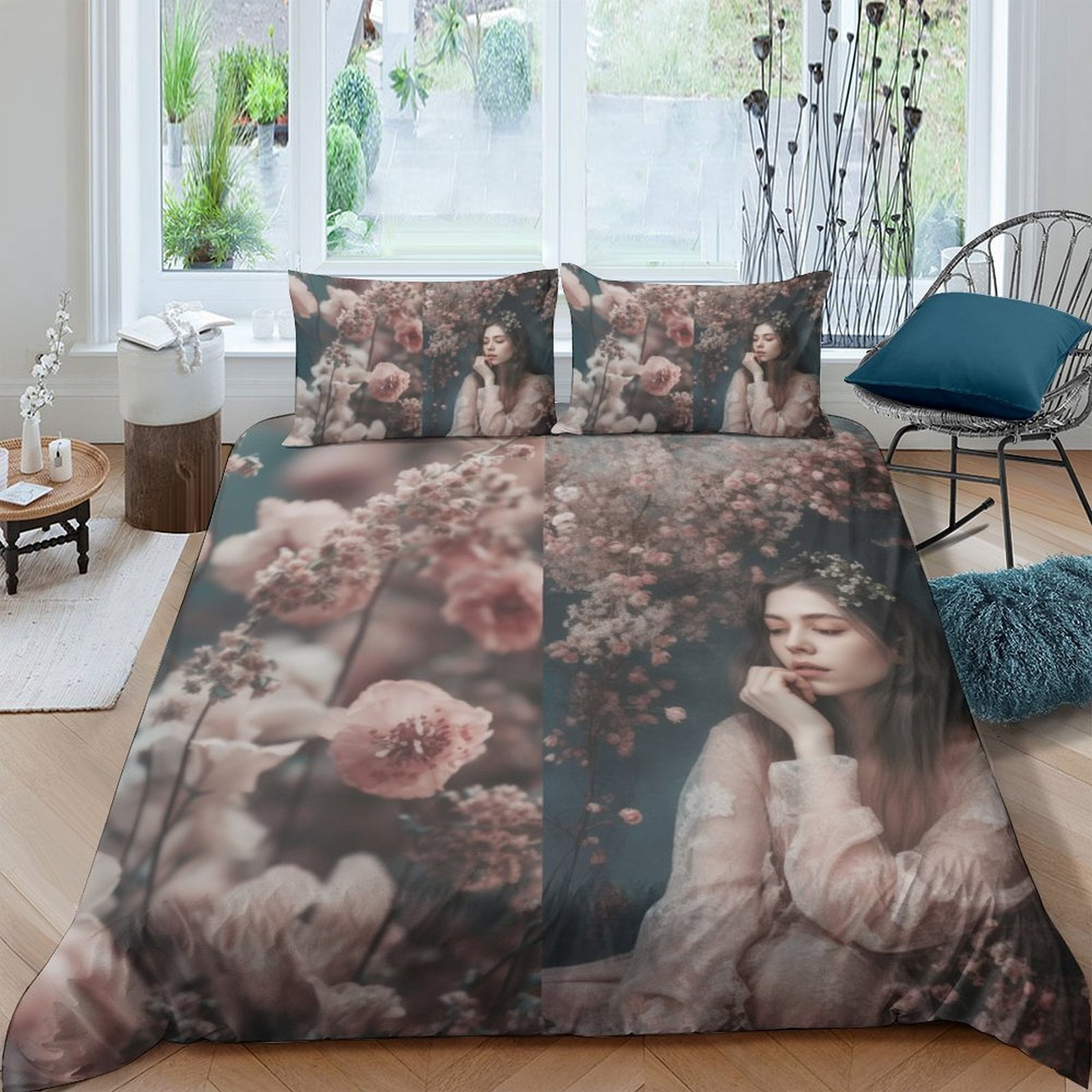 Chrysanthemum Printed Duvet Cover Set Adult Luxury Bedspreads Bedroom ...