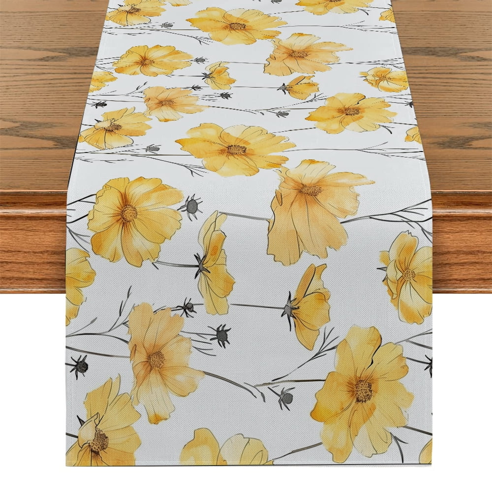 Chrysanthemum Simple Watercolor Table Runners Kitchen Table ration ...