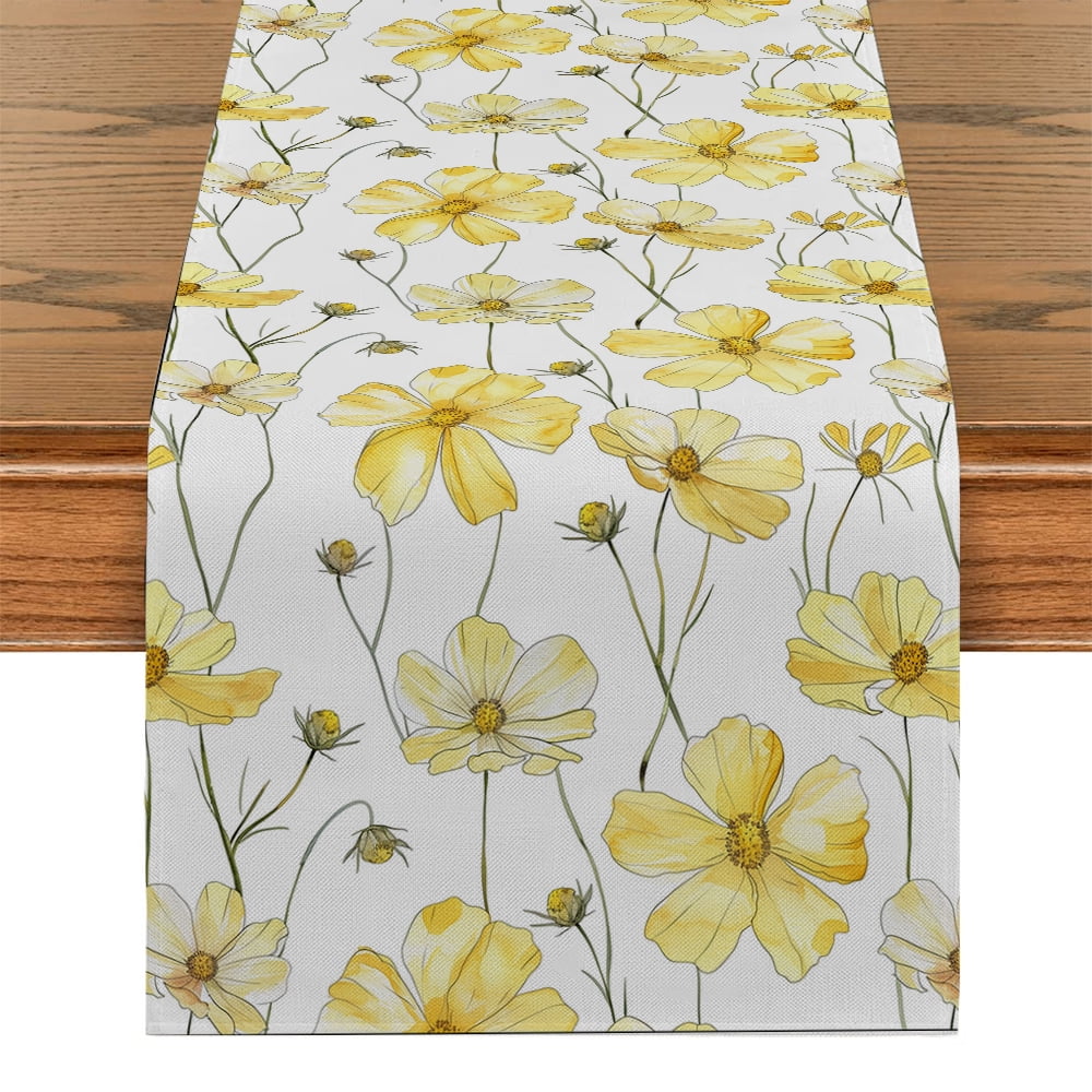 Chrysanthemum Simple Watercolor Table Runners Kitchen Table ration ...