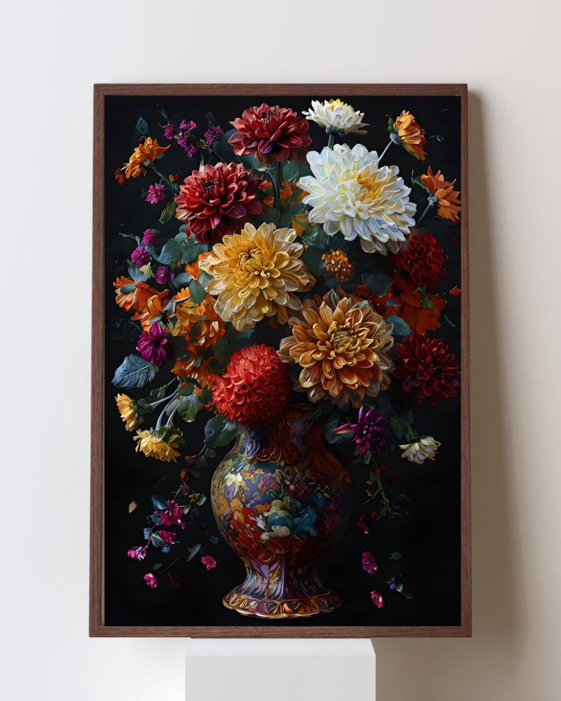 Chrysanthemum Wall Art - Moody Fall Floral Poster, November Birthday ...