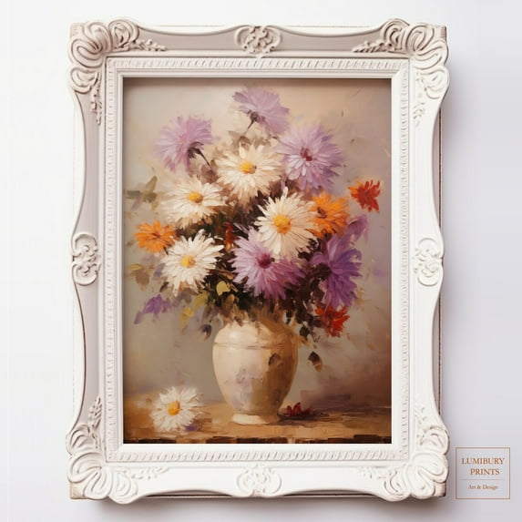 Chrysanthemum Wall Art, Mum Flower, Fall Floral Art Print, Botanical ...