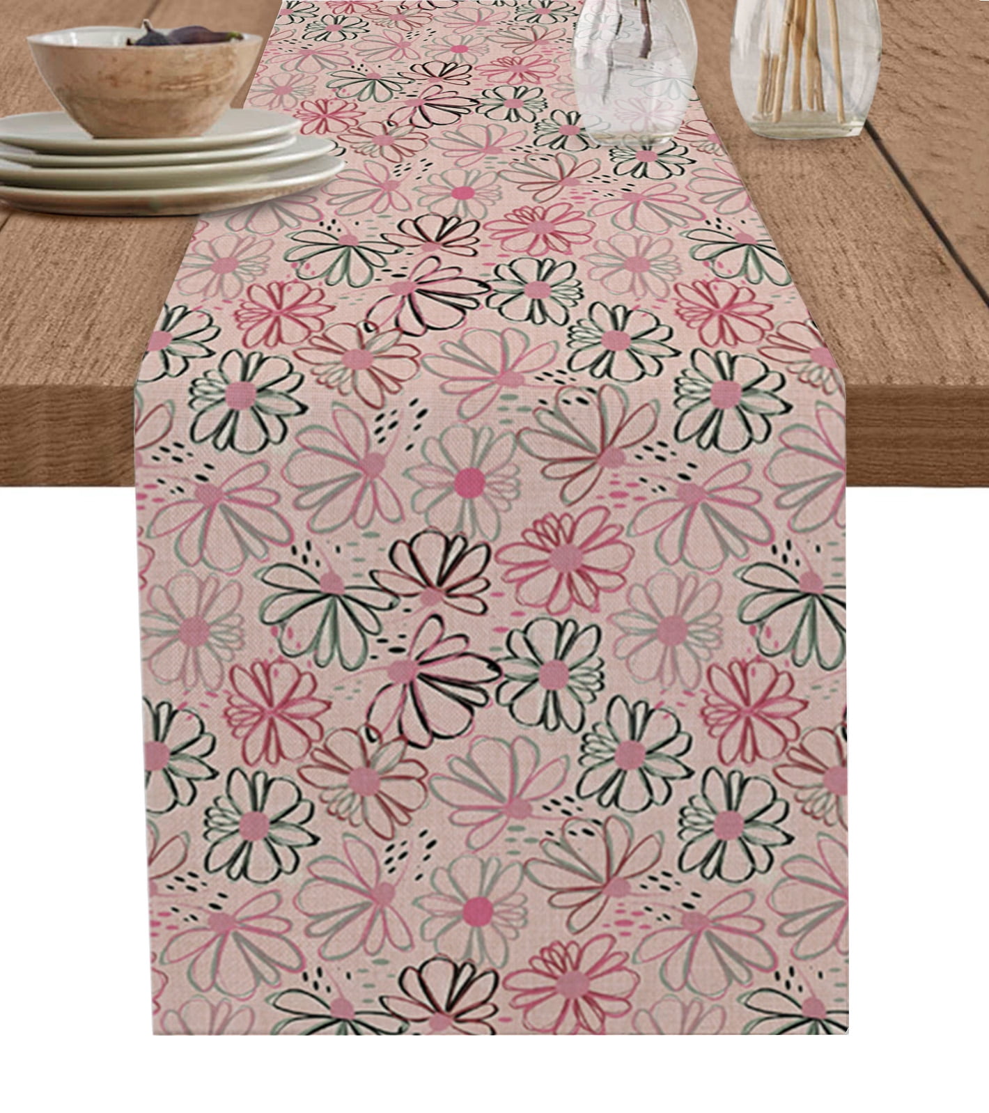 Chrysanthemum Watercolor Flowers Minimalist Table Runner ration Home r Dinner Table ration Table ...